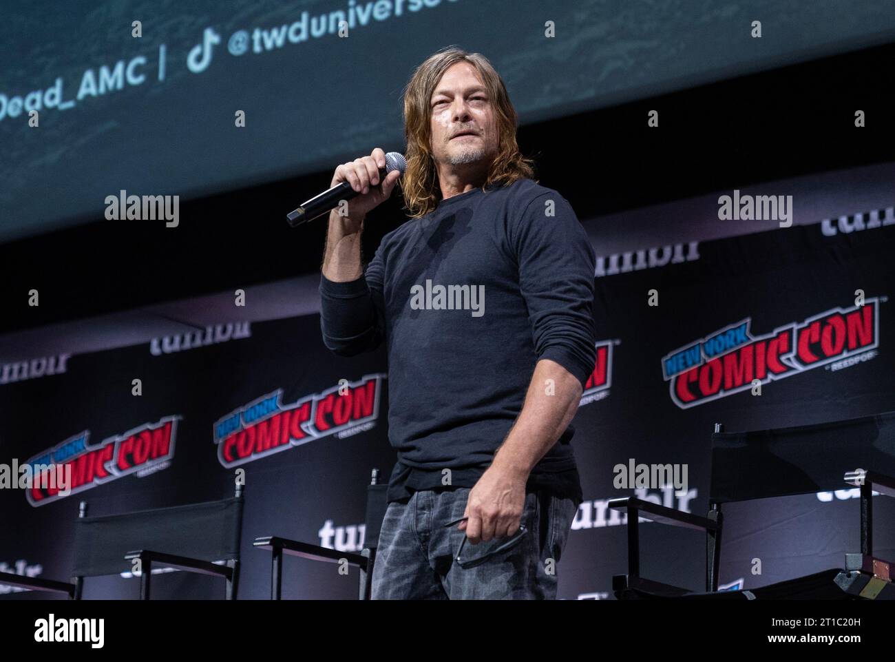 New York, USA. 12th Oct, 2023. Norman Reedus speaks onstage at AMC And ...