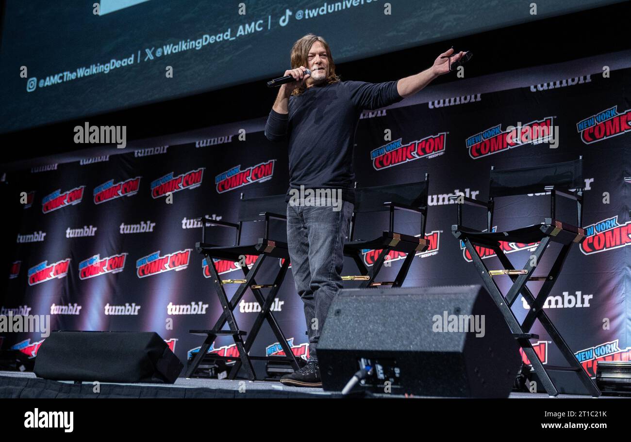 New York, USA. 12th Oct, 2023. Norman Reedus speaks onstage at AMC And ...