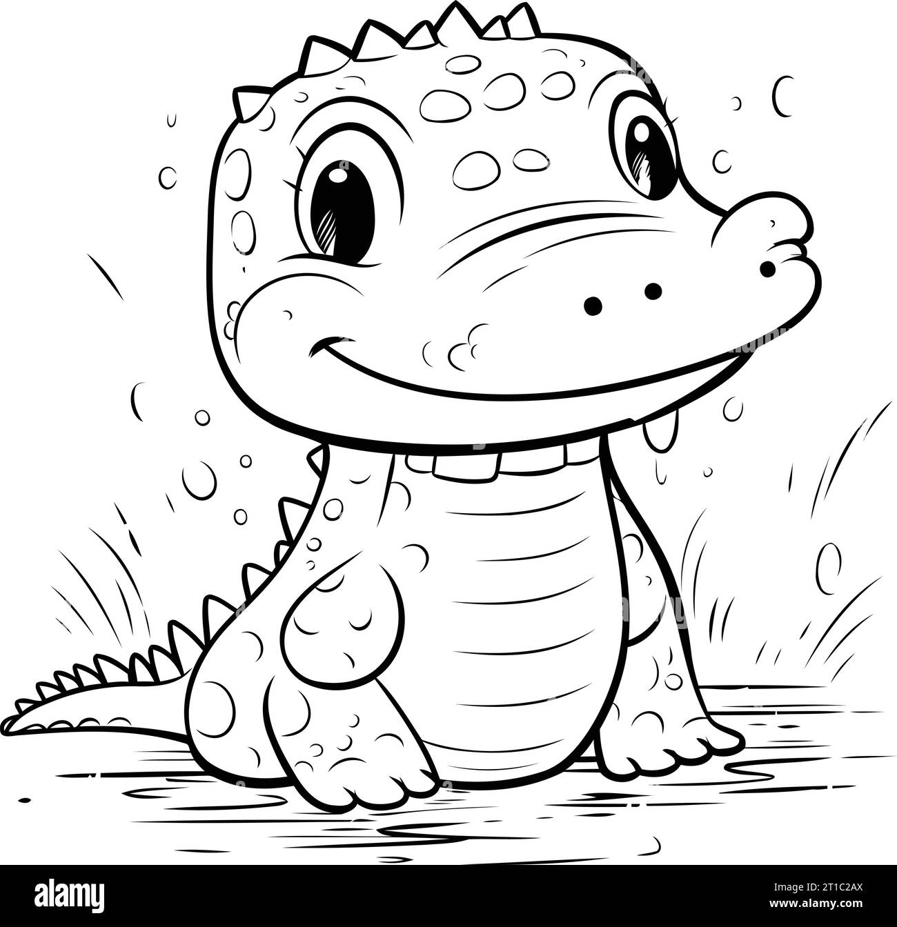 Cute cartoon baby crocodile. Vector illustration for coloring book ...