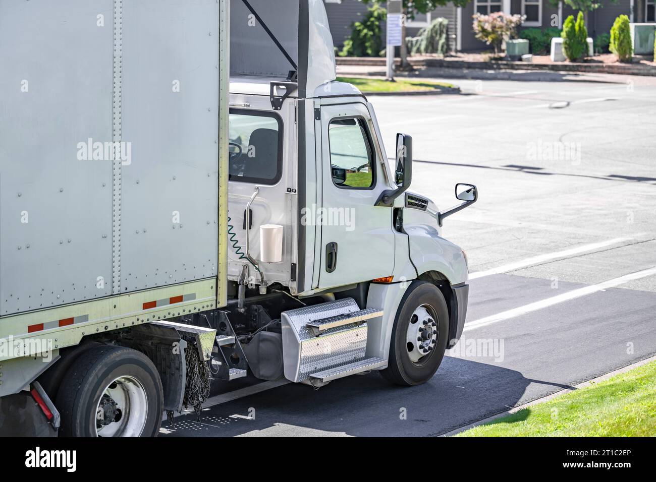 White classic industrial carrier day cab big rig semi truck tractor ...