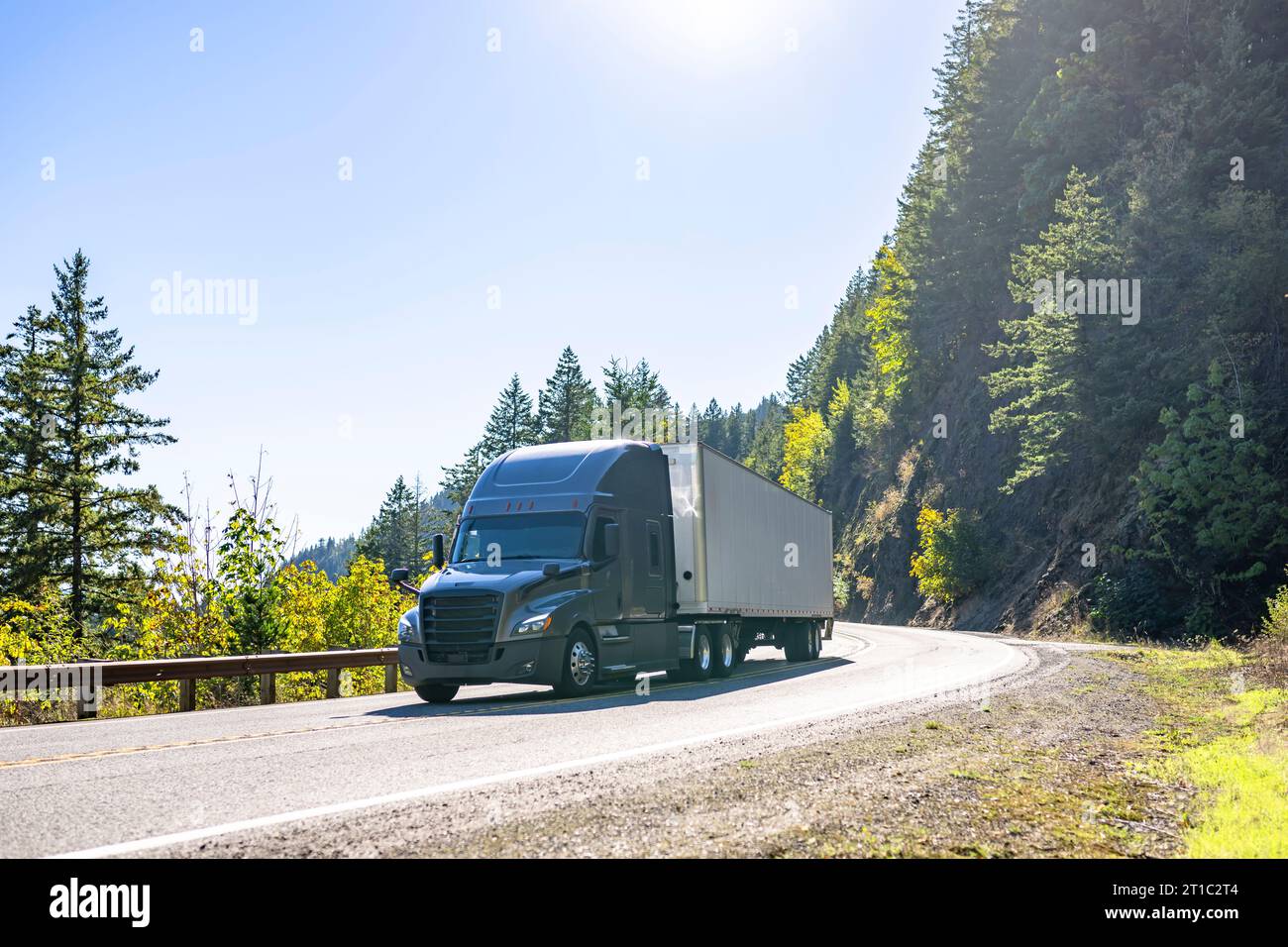 Long hauler gray carrier big rig semi truck tractor with extended cab ...