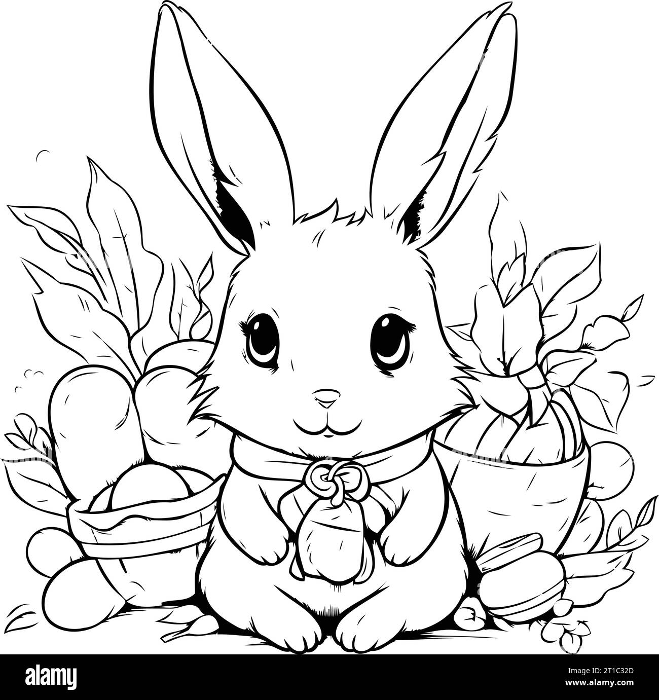 Easter bunny flowers eggs Black and White Stock Photos & Images - Alamy