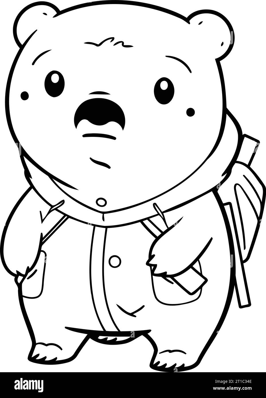 Illustration Of A Cute Polar Bear Cartoon Character Wearing A Backpack