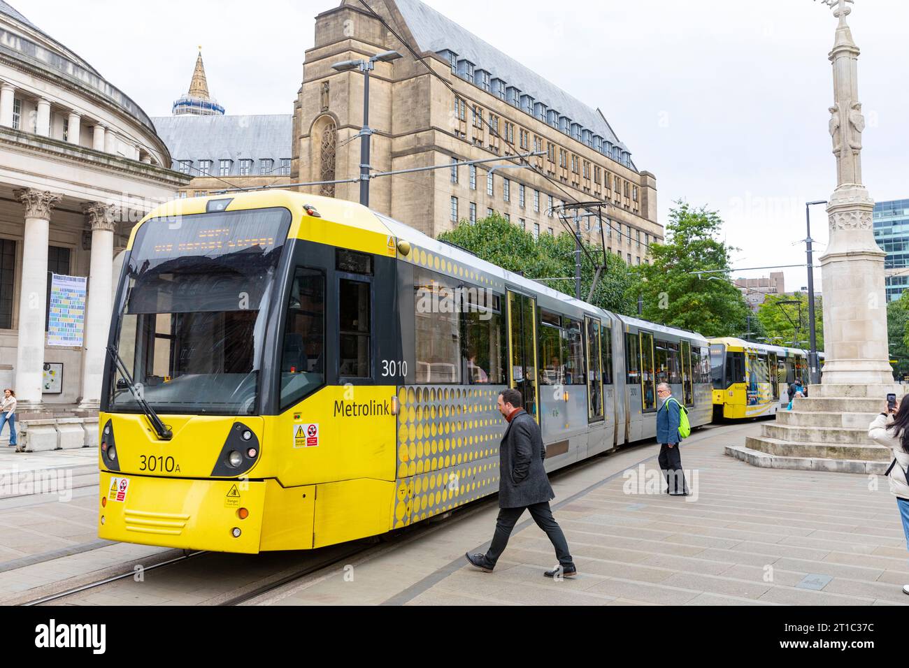 Manchester metro link public transport tram in the city centre,England ...