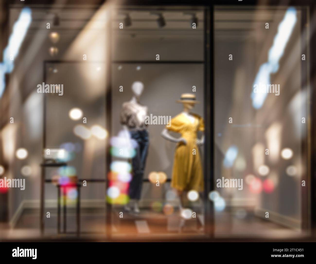Shop windows and mannequins. Fashion Store exterior. City Night ...