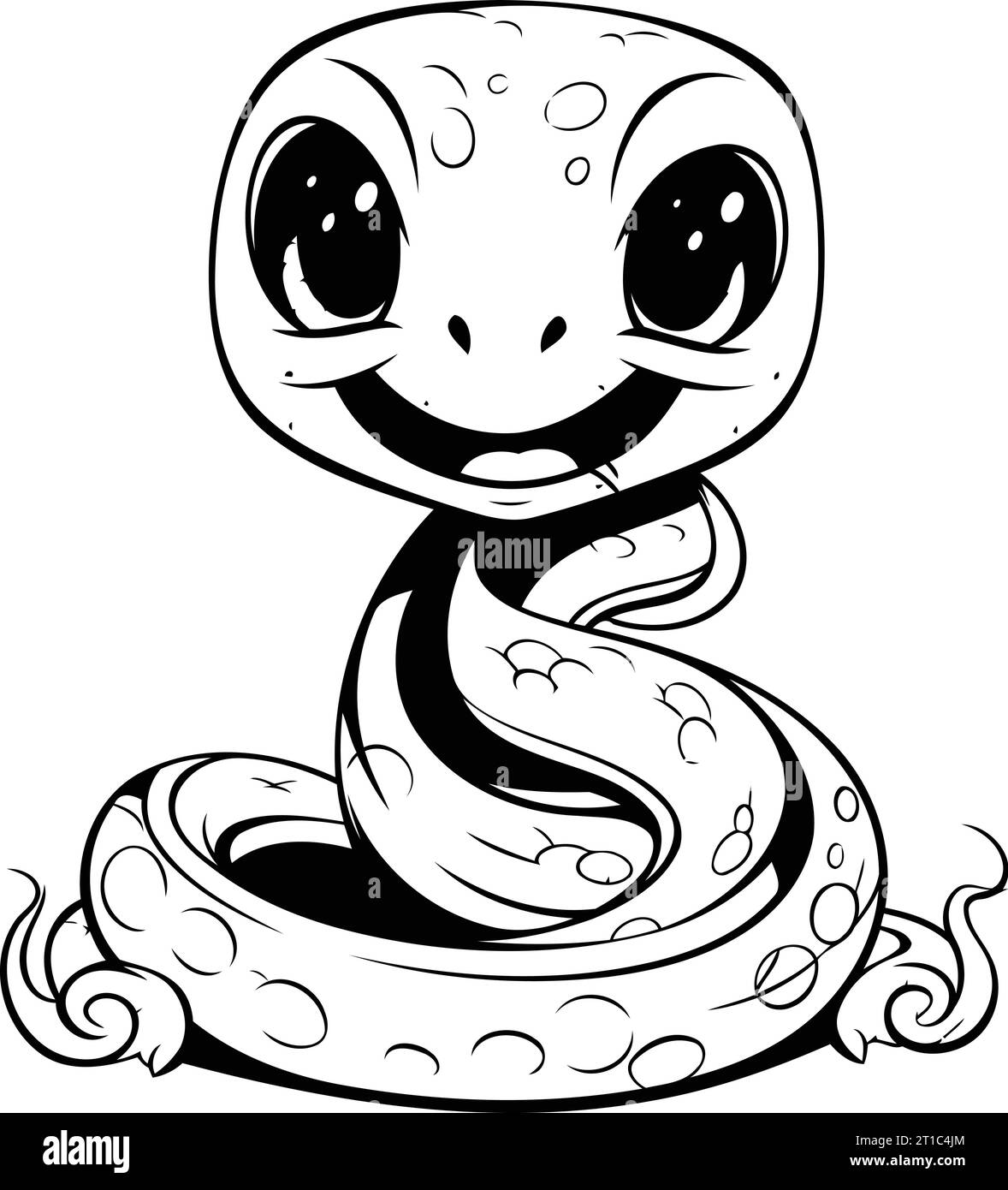 Cute cartoon snake isolated on a white background. Vector illustration ...