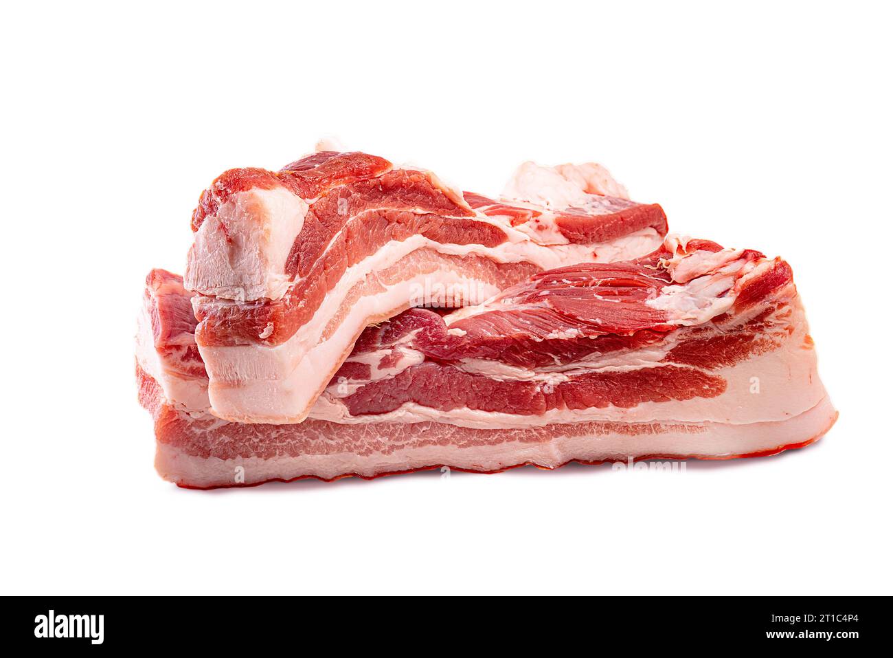 Raw pork belly meat, isolated on white background. Lard piece isolated ...