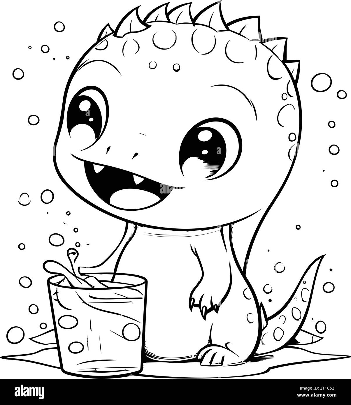 Dinosaur cartoon water Black and White Stock Photos & Images - Alamy