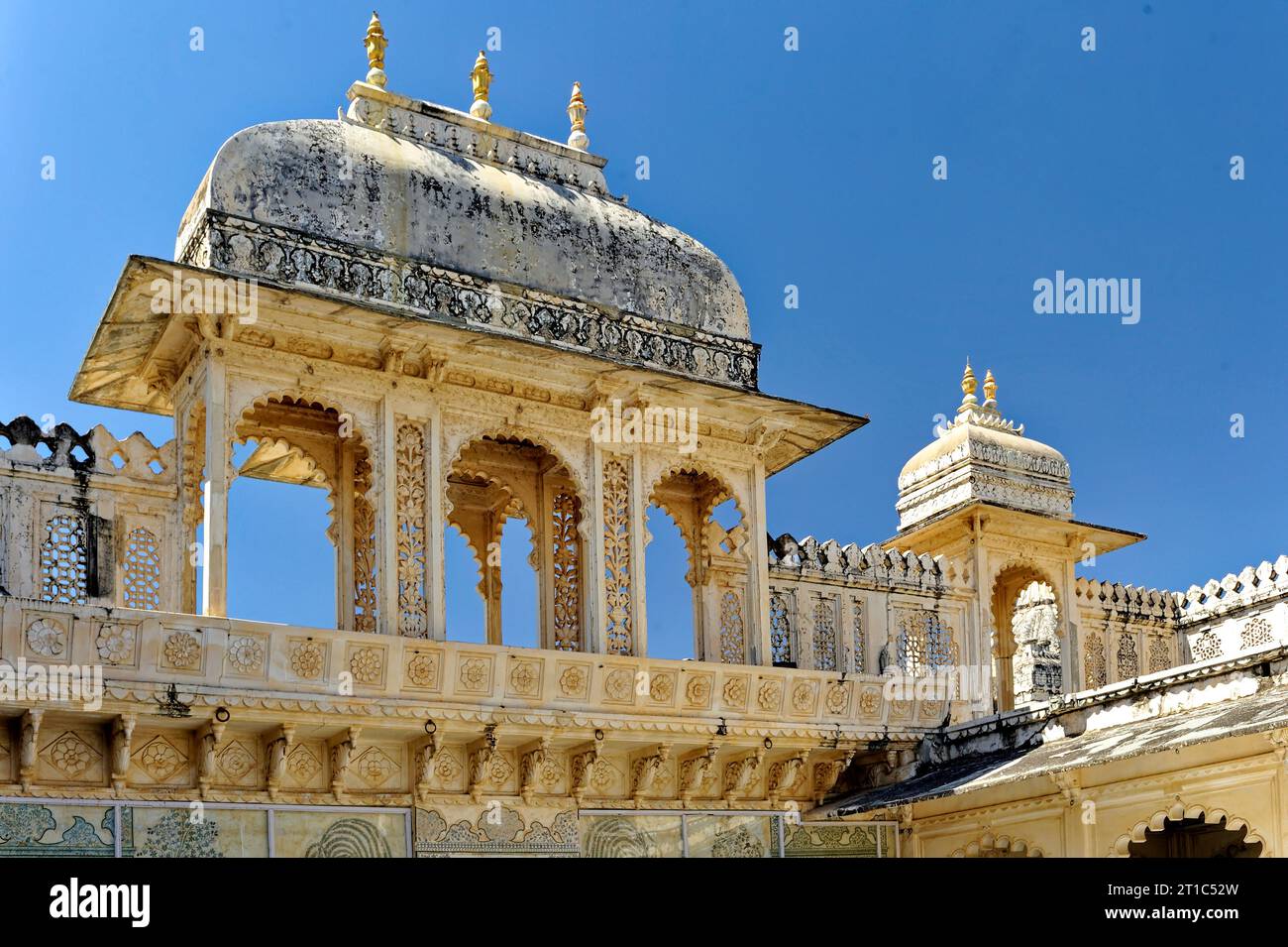 Courtyard of the topmost floor of City Palace of Udaipur state ...