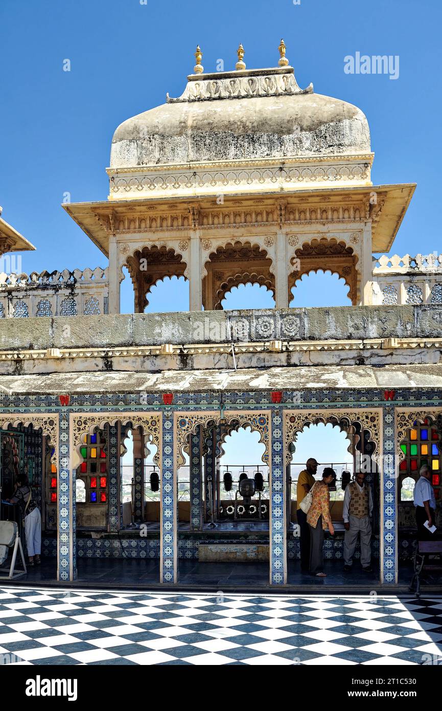 Courtyard of the topmost floor of City Palace of Udaipur state ...