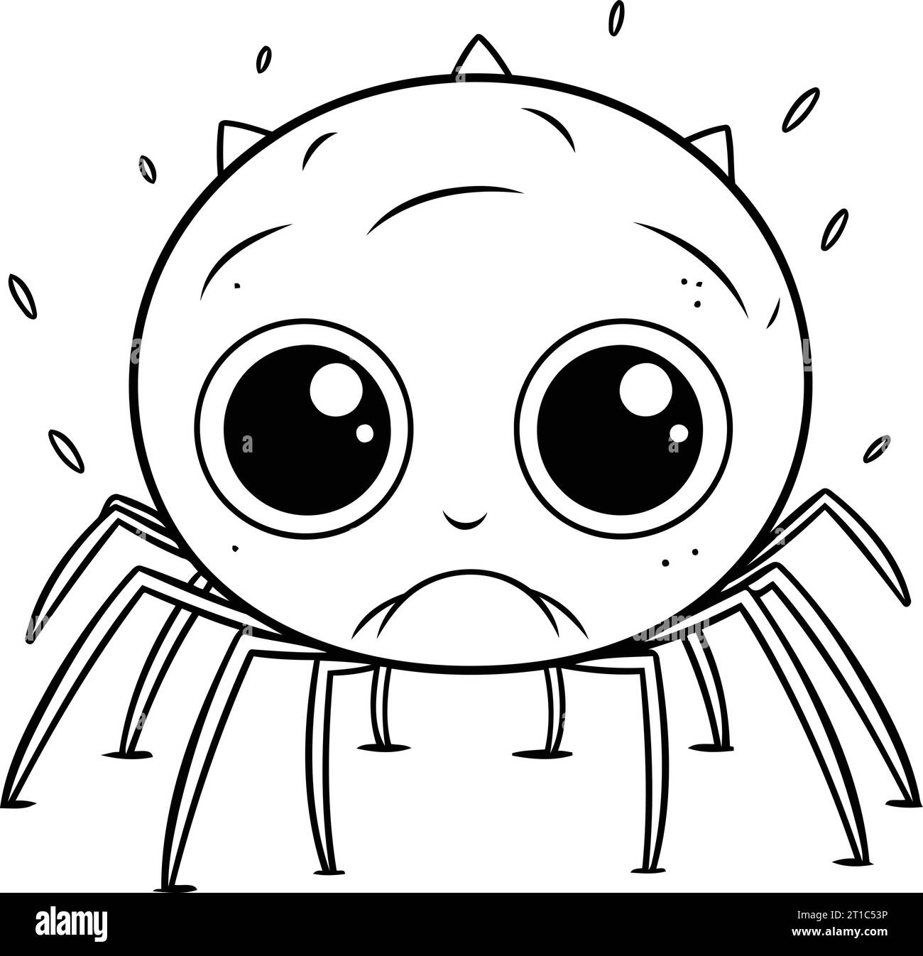 cute little spider cartoon vector illustration graphic design in black ...