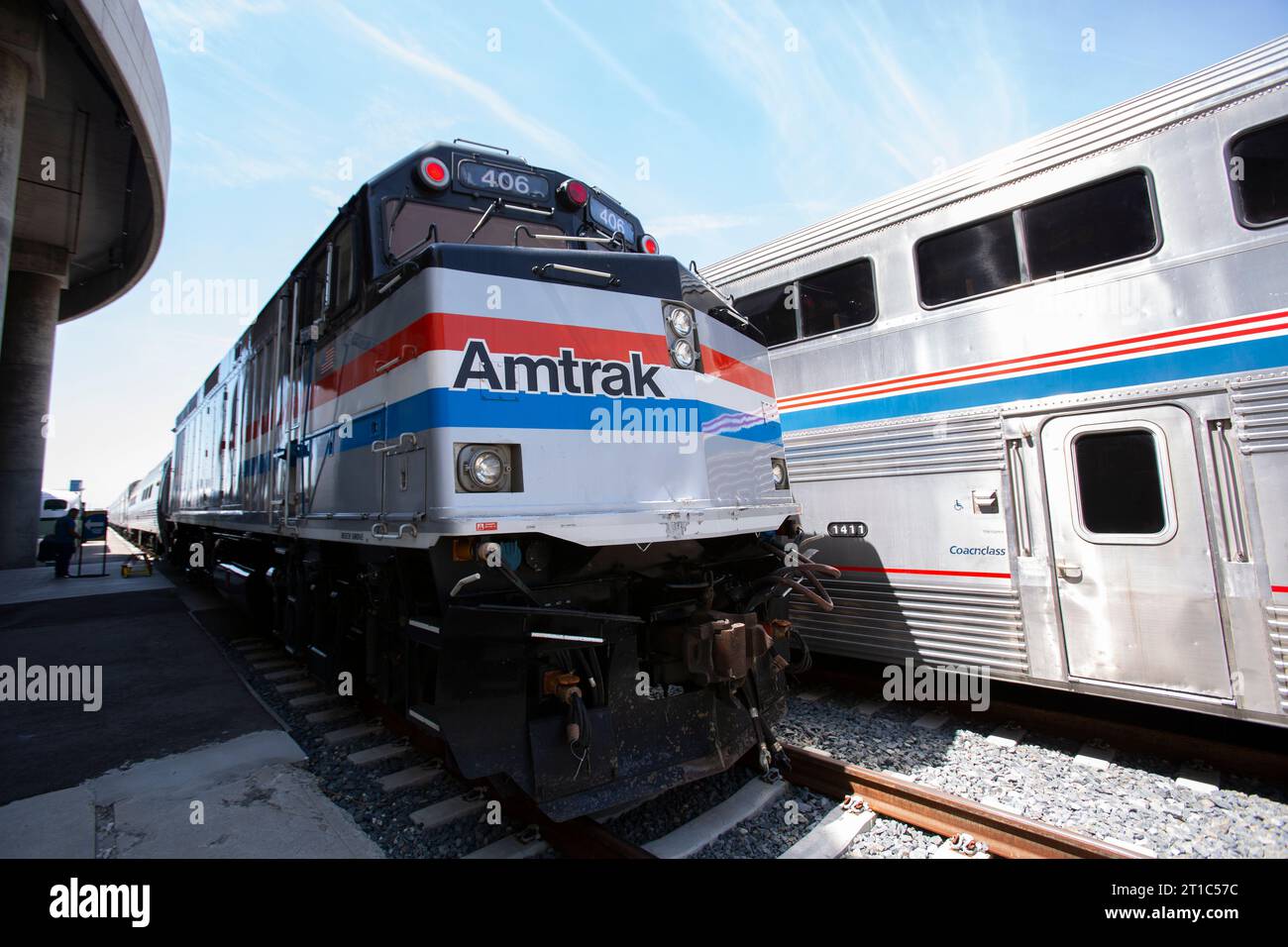 Los Angeles, California, USA - July 16, 2023: An Amtrak passenger train ...