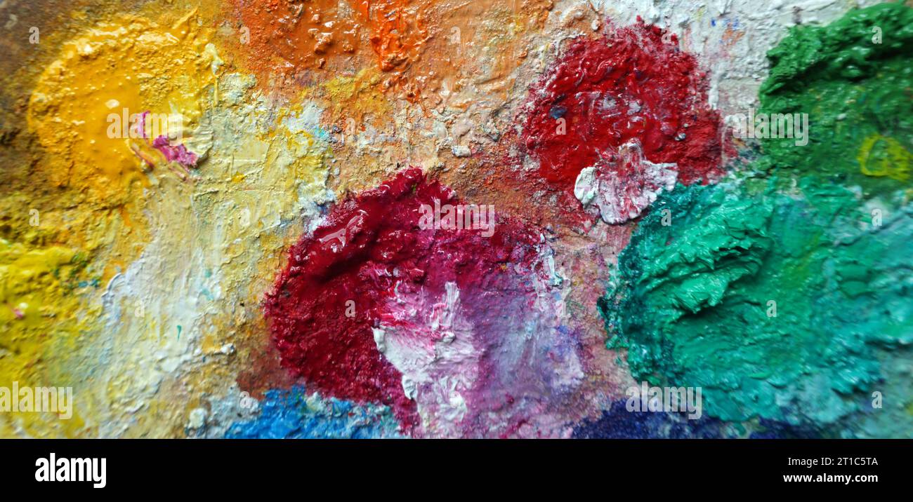 Art Oil color mixing palette Colorful Background Stock Photo - Alamy