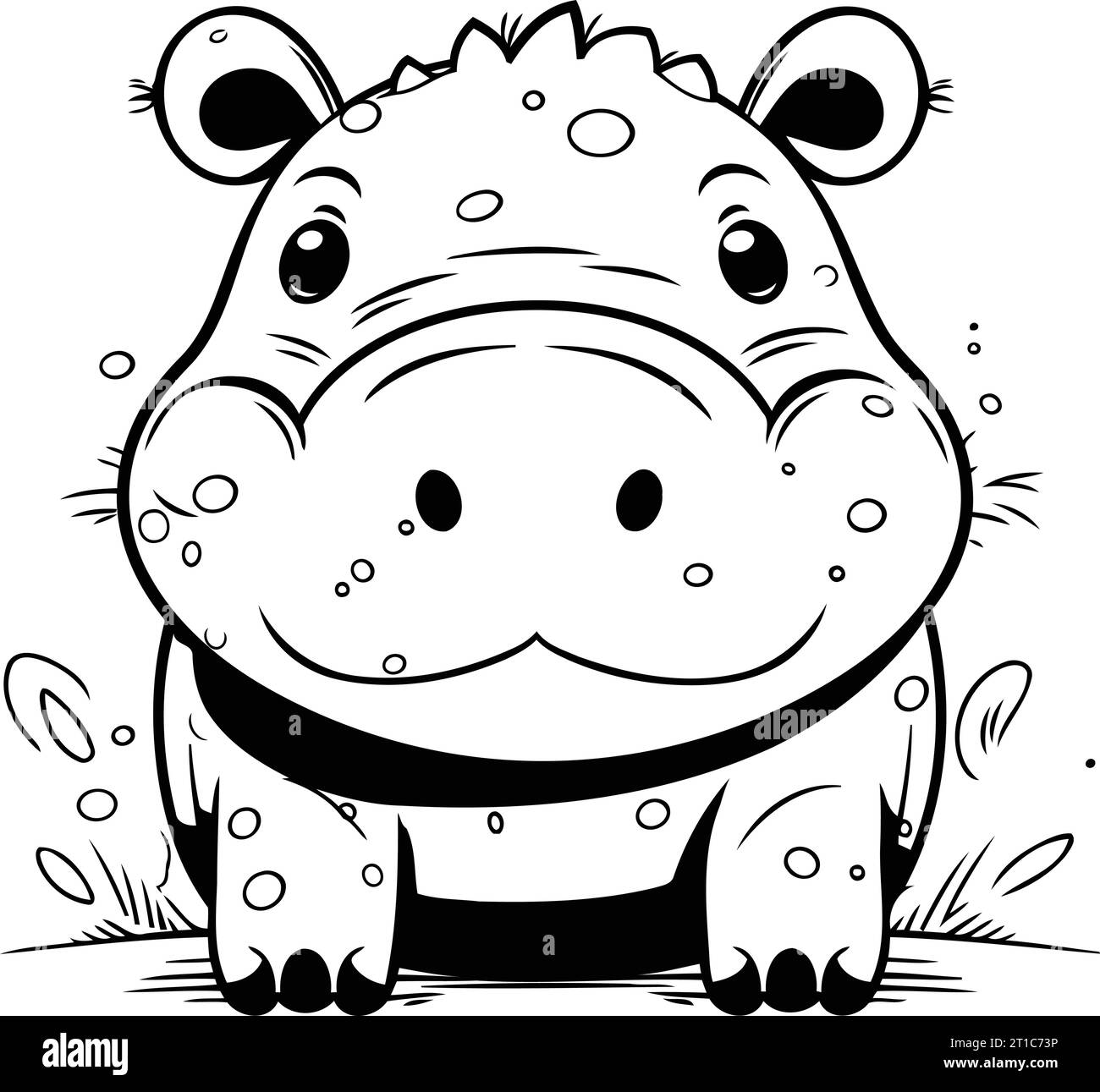 Hippo Black And White Clip Art Black Hippo, Illustration, Vector On