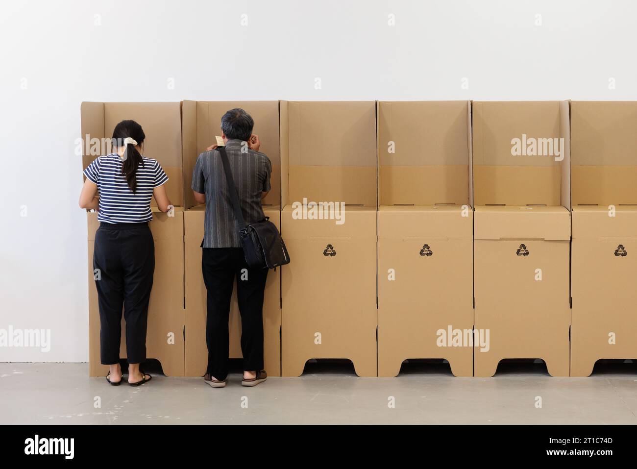Perth, Australia. 13th Oct, 2023. Voters are seen during a visit to an ...
