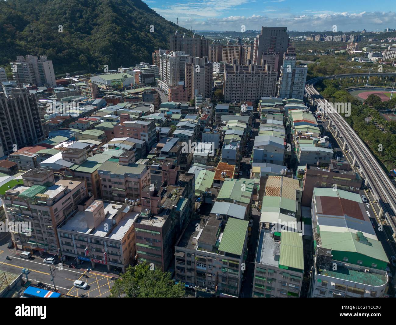 Aerial view of Sanxia District in New Taipei City, Taiwan. National ...