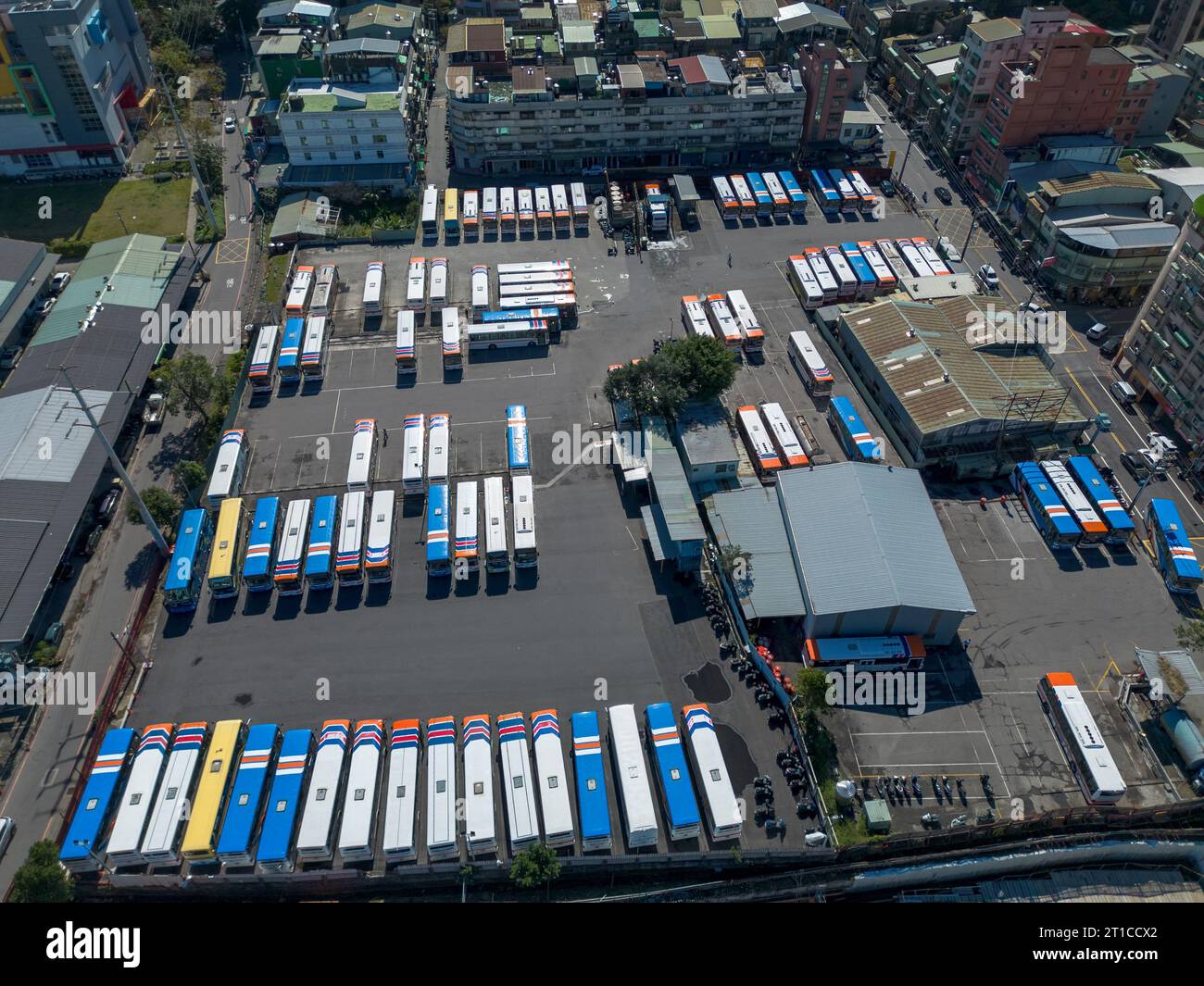 Aerial view of the new MRT line in Sanxia District, New Taipei City ...