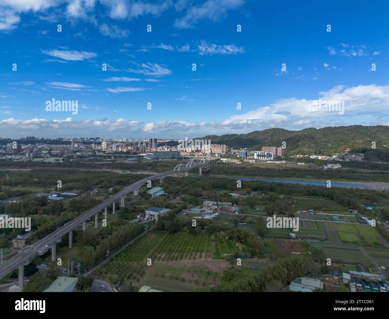 Aerial view of Sanxia District in New Taipei City, Taiwan. National ...