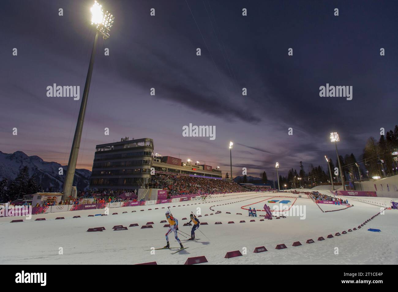 Uebersicht Biathlon Stadion 2x6 km Frauen + 2x7.5 km Herren Mixed ...