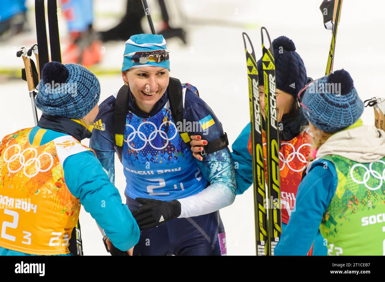 PIDHRUSHNA Olena UKR Schlusslaeuferin mit SEMERENKO Vita, DZHYMA Juliya ...