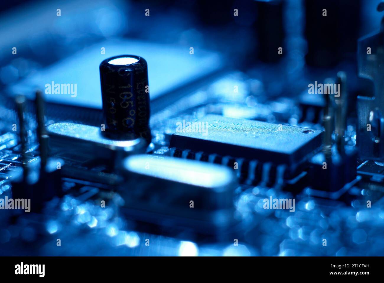 Microprocessor with motherboard background. Computer board chip circuit ...