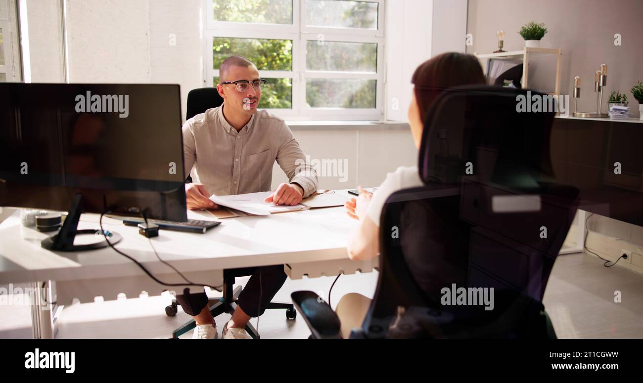 People Talking In Recruiting Interview Meeting In Office Stock Photo ...