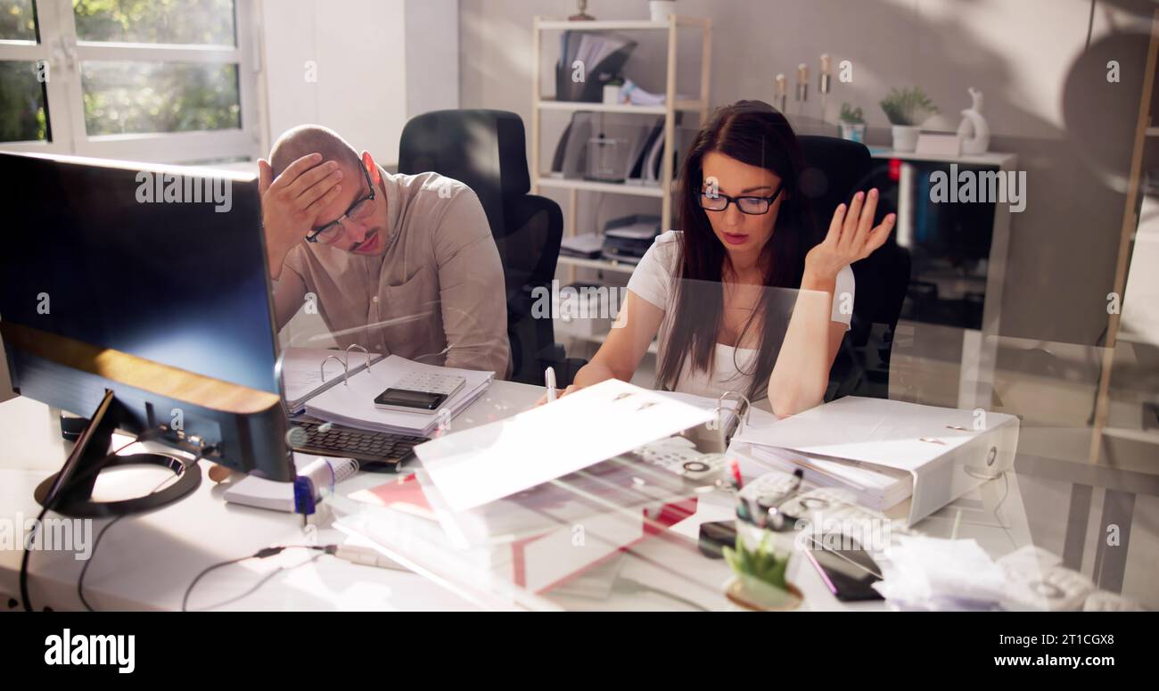 Frustrated Sad Accountant Office Employees With Invoice Stock Photo - Alamy