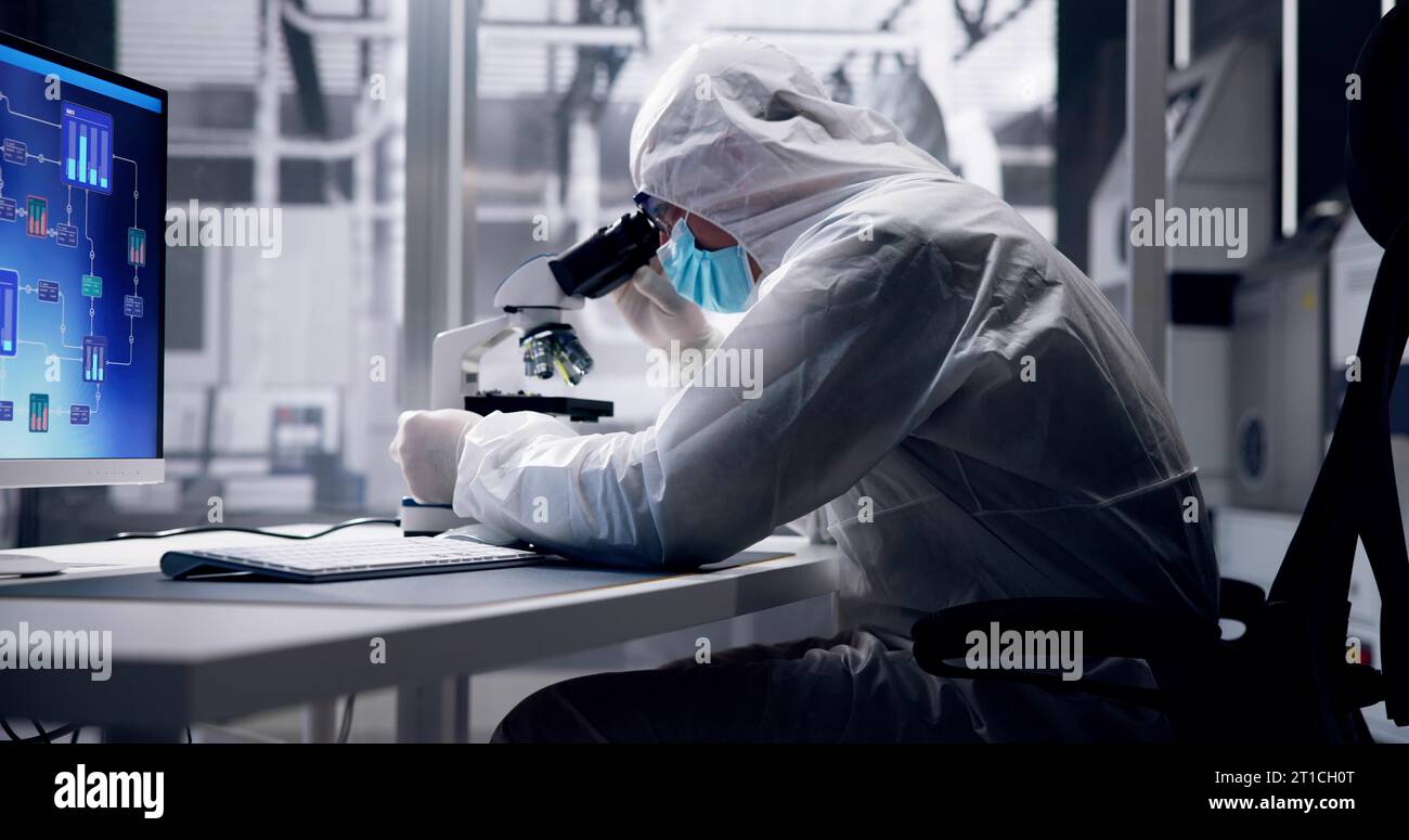 Industrial Medical Factory Research With Microscope In Production ...