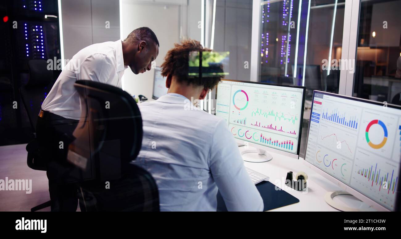 African American Data Analyst Using Data Analytics KPI Dashboard Stock ...