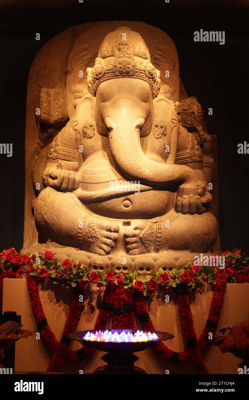 An antique Ganesha statue from 13th century in the Thailand National ...