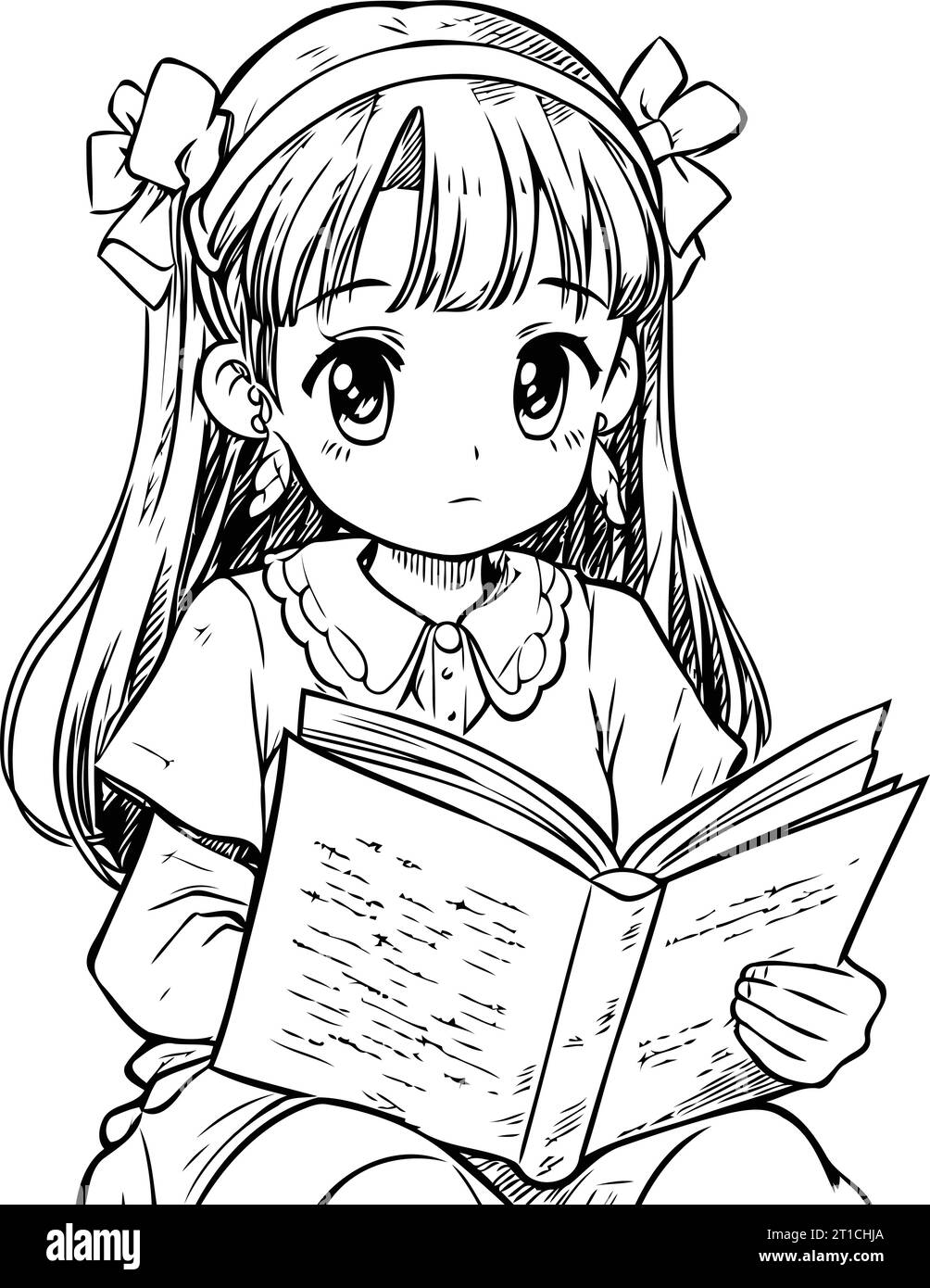 Girl Reading Book Drawing