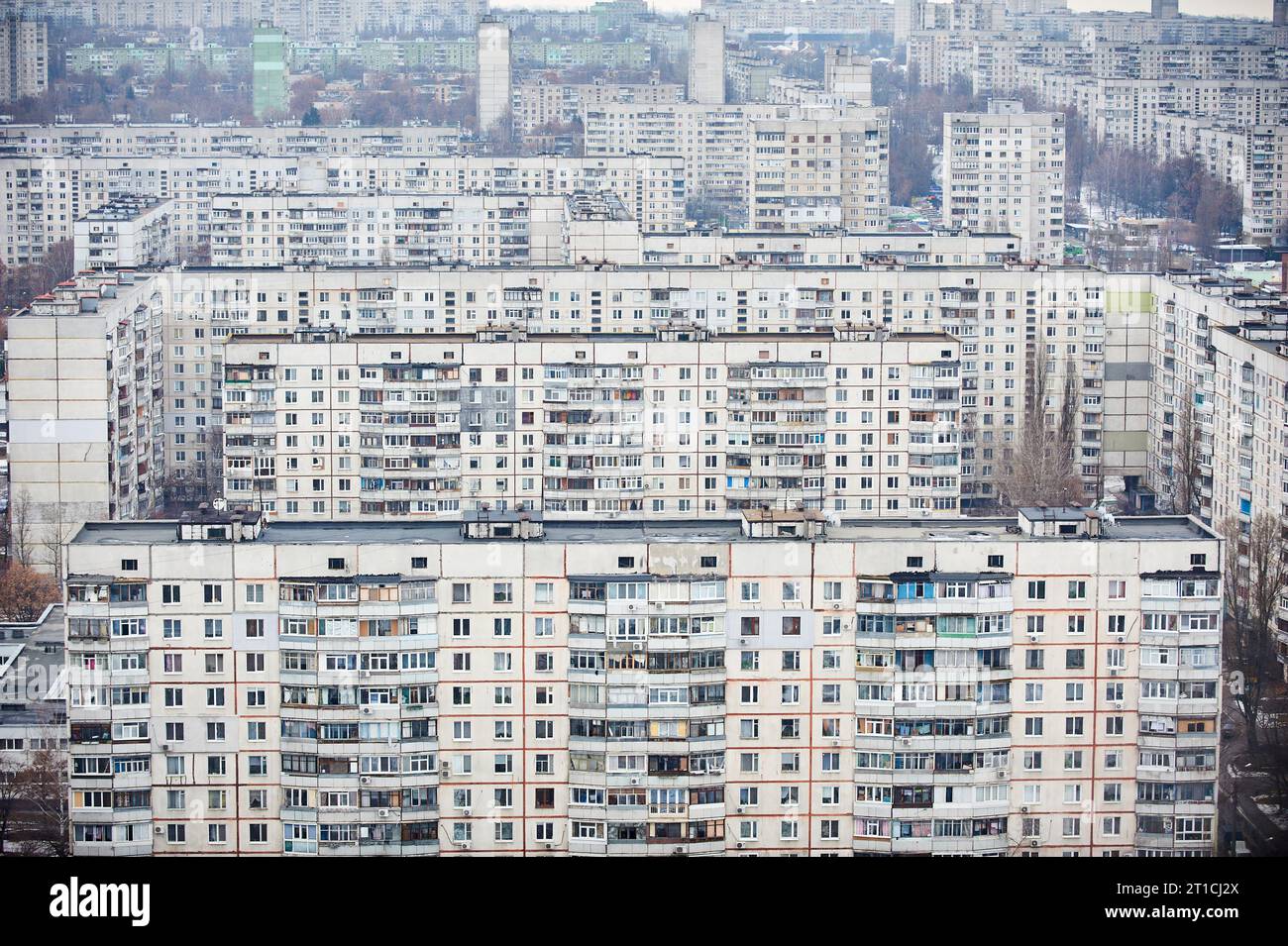 Residential district with soviet apartment buildings in Kharkiv ...