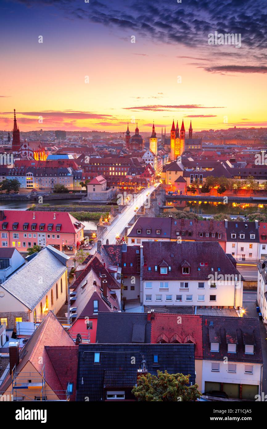 Wurzburg, Germany. Aerial cityscape image of Wurzburg with Old Main ...