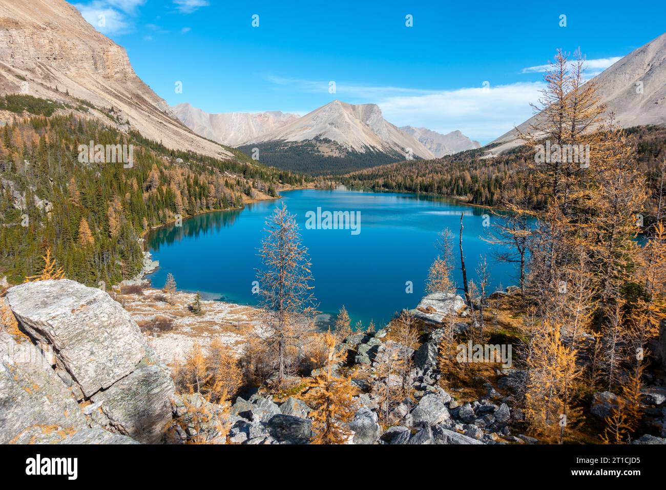 Beautiful Lower Skoki Lake High Angle View. Scenic Autumn Colour Change ...