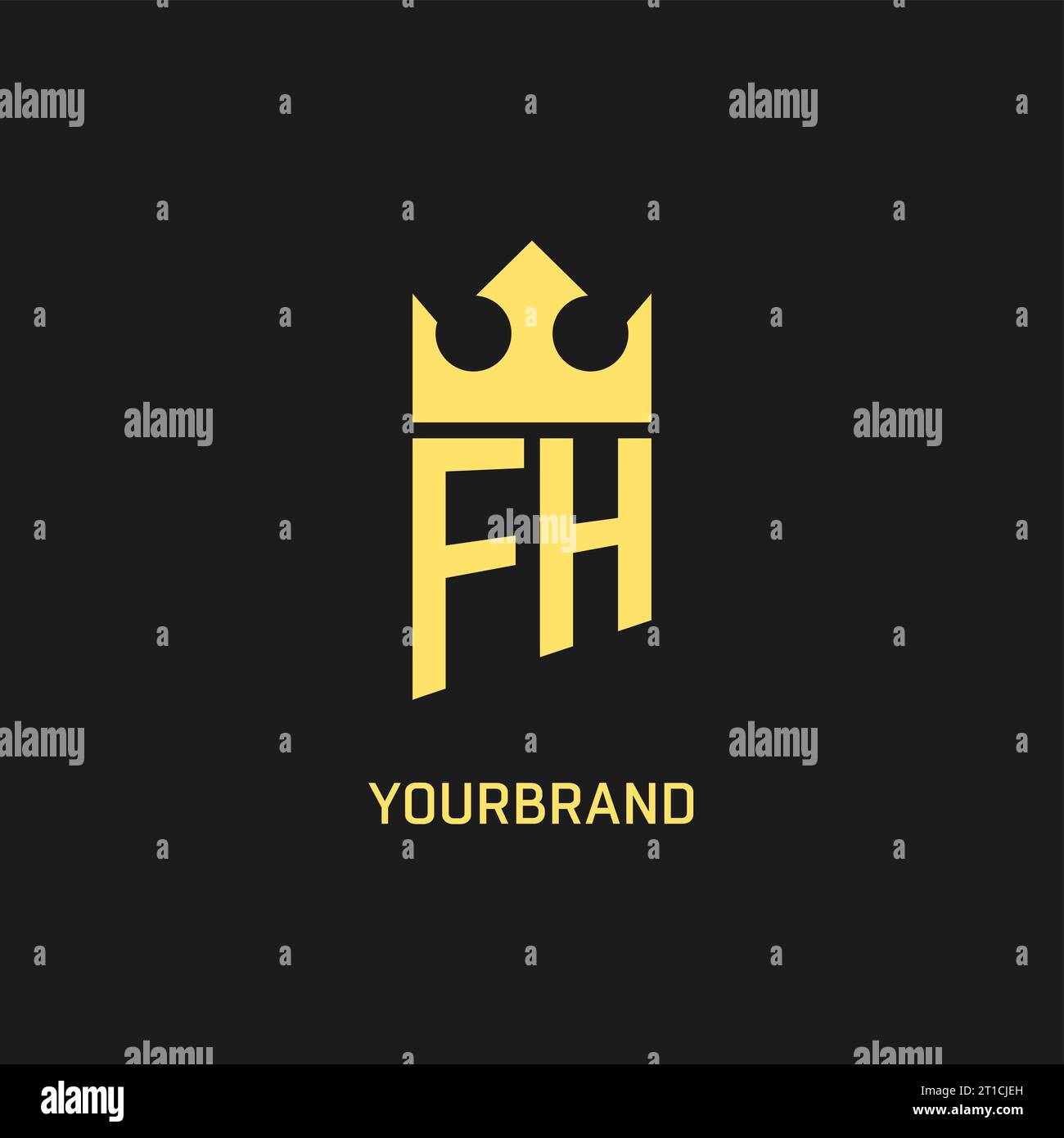 Monogram FH logo shield crown shape, elegant and luxury initial logo style vector graphic Stock ...