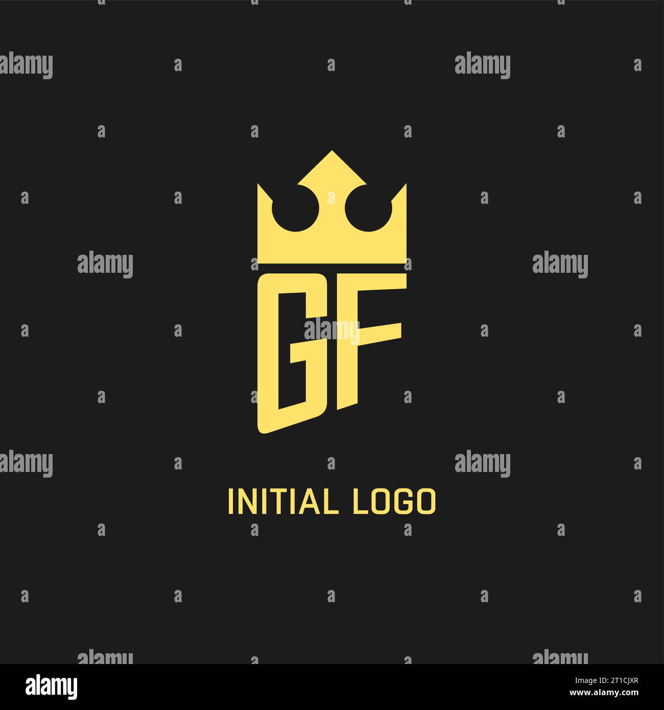 Monogram GF logo shield crown shape, elegant and luxury initial logo style vector graphic Stock ...
