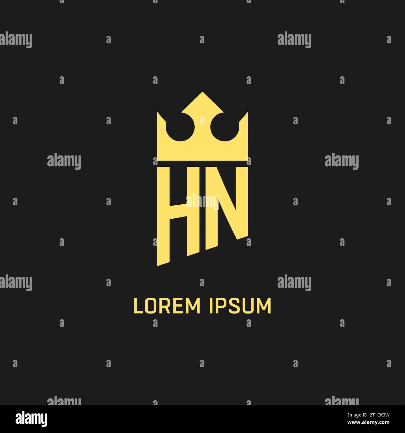 Monogram HN logo shield crown shape, elegant and luxury initial logo ...