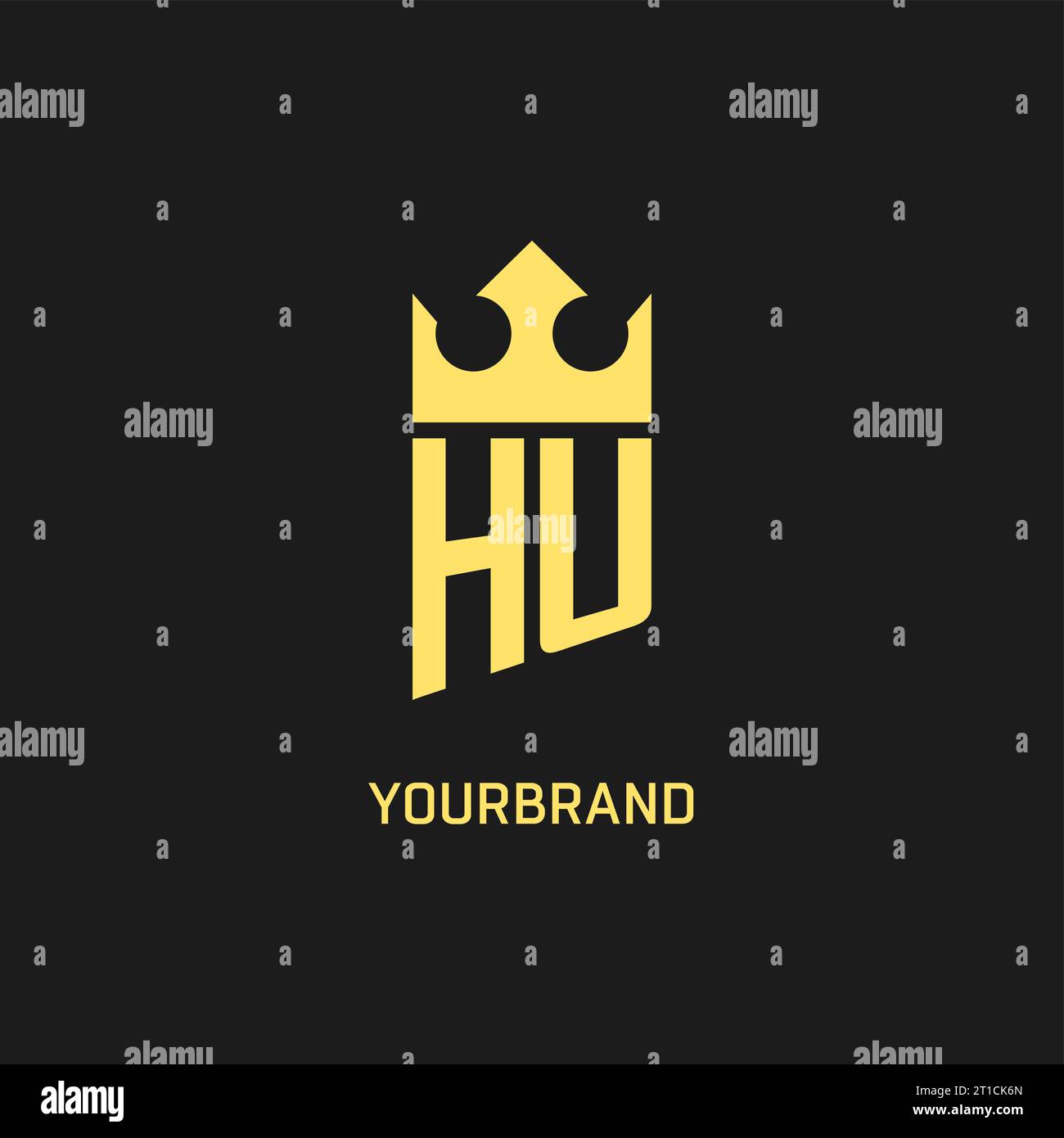 Monogram HU logo shield crown shape, elegant and luxury initial logo style vector graphic Stock ...