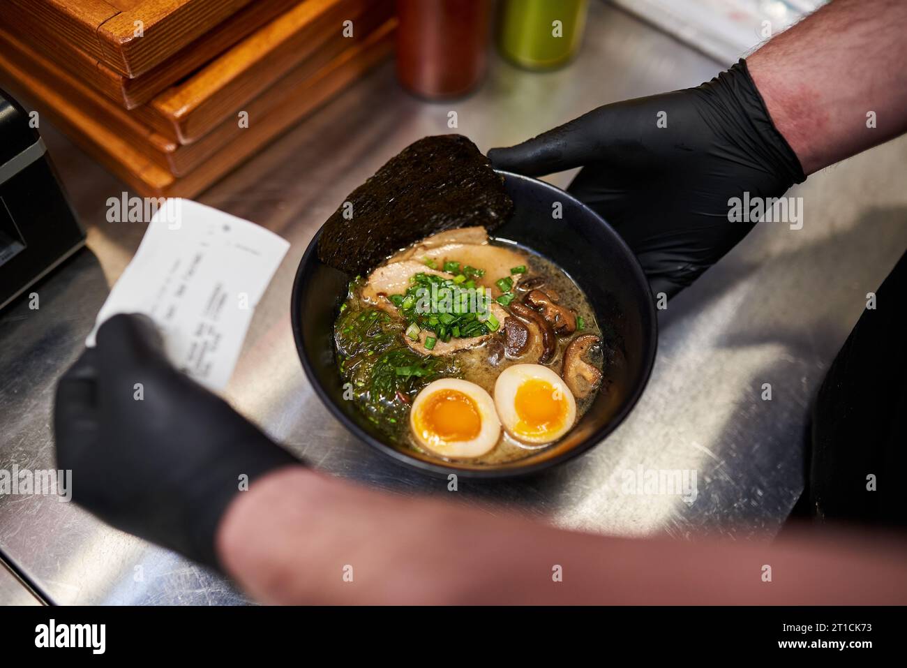 The process of making Japanese traditional soup ramen Stock Photo - Alamy