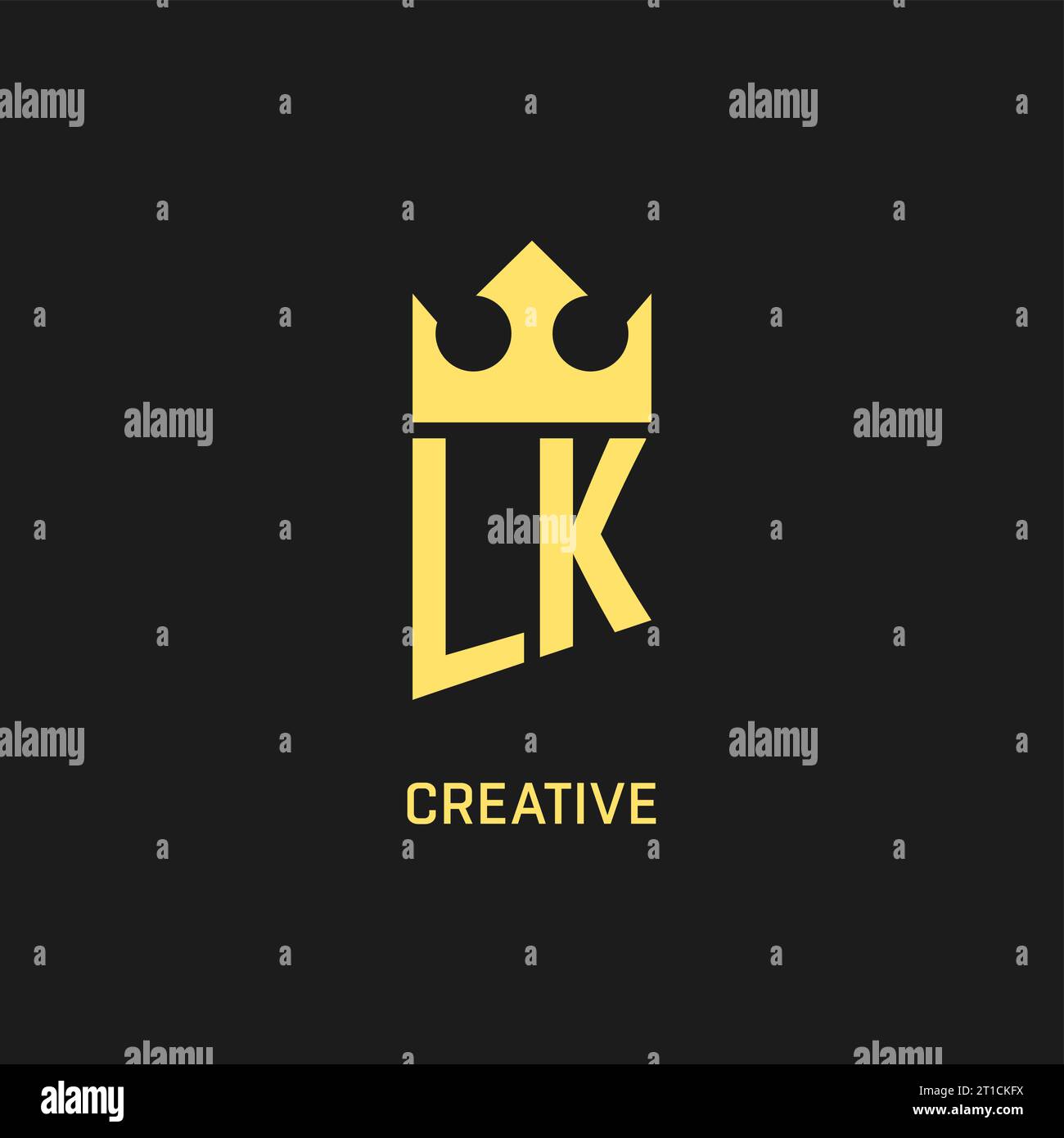 Monogram LK logo shield crown shape, elegant and luxury initial logo ...