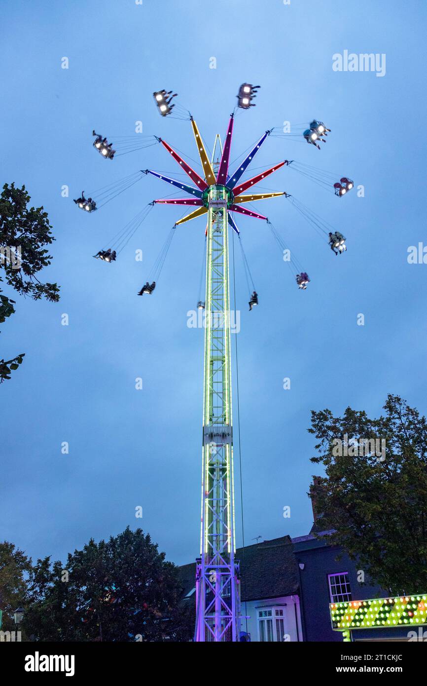 Sky swing tower ride Alresford fair, Hampshire, England, United Kingdom Stock Photo - Alamy