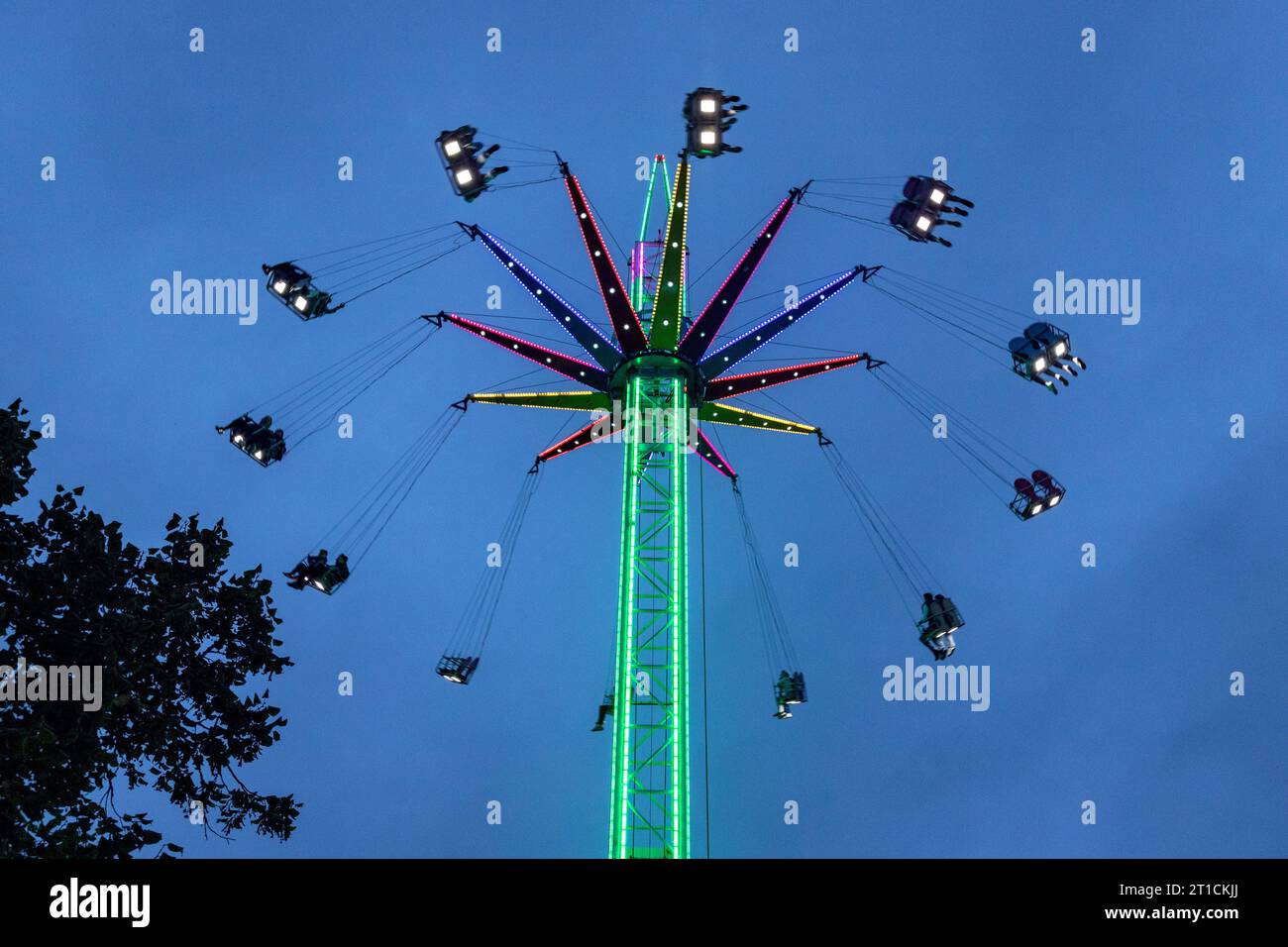 Sky swing tower ride Alresford fair, Hampshire, England, United Kingdom ...
