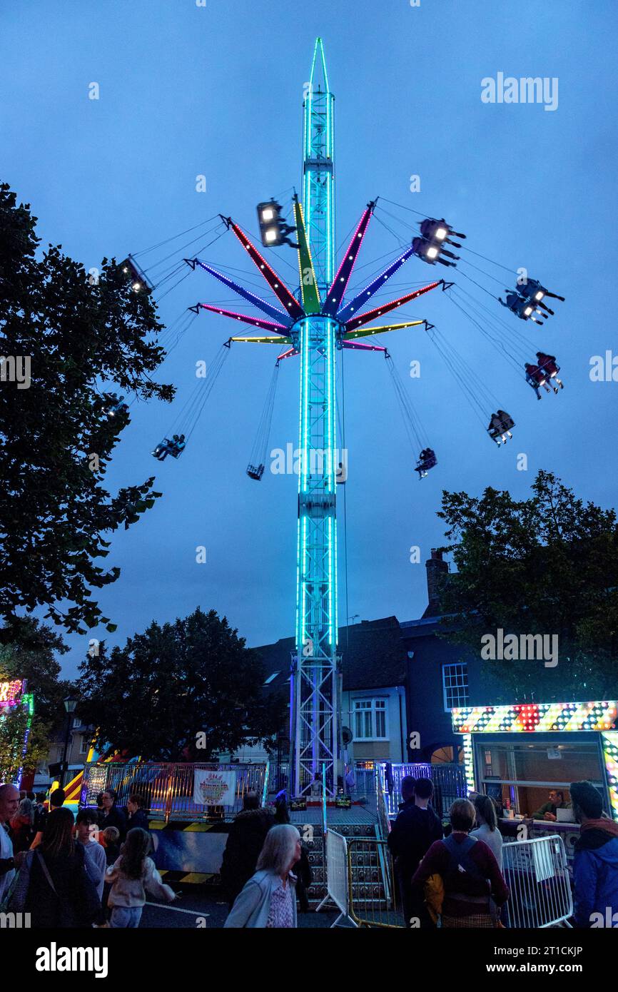 Sky swing tower ride Alresford fair, Hampshire, England, United Kingdom ...