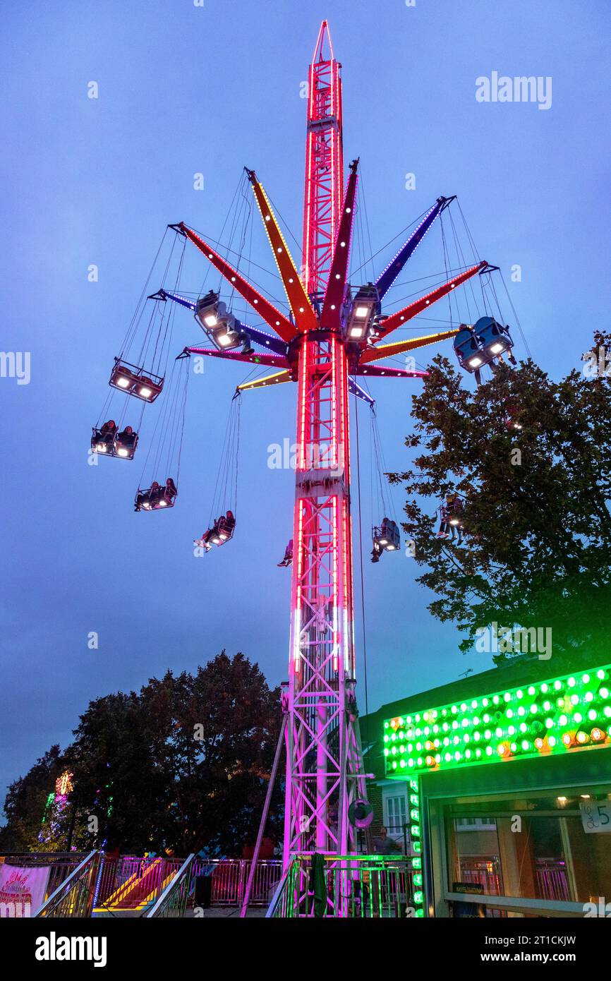 Sky swing tower ride Alresford fair, Hampshire, England, United Kingdom ...