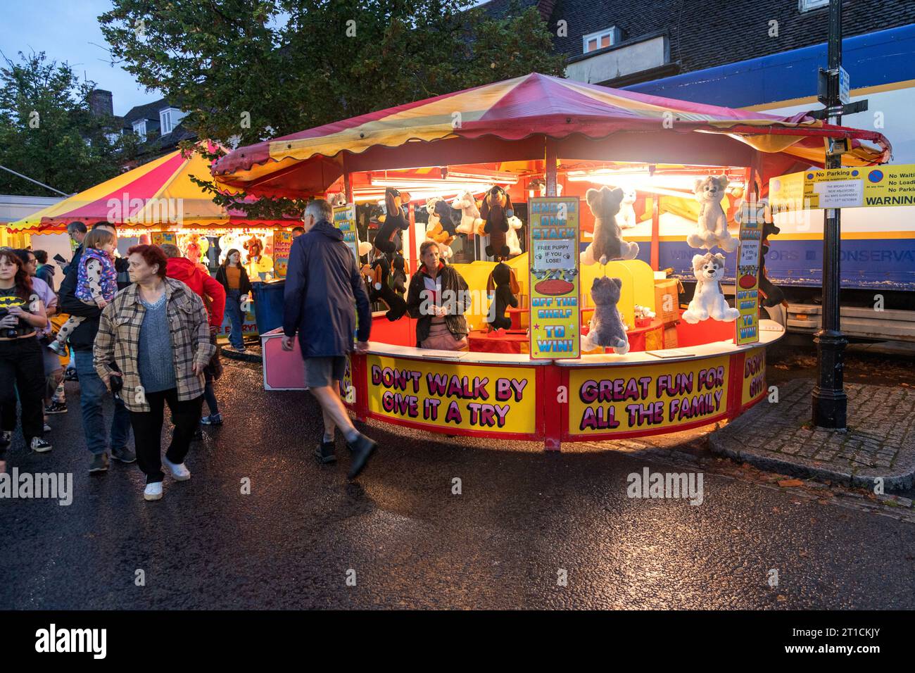 Game stall at the Alresford fair, Hampshire, England, United Kingdom ...