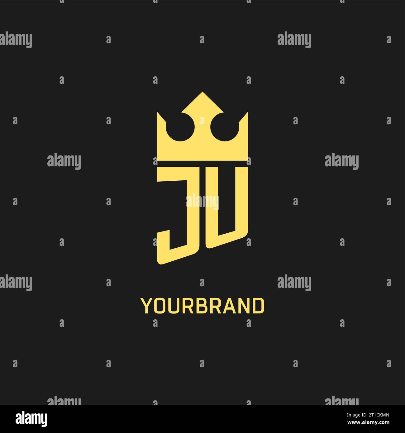 Monogram JU logo shield crown shape, elegant and luxury initial logo ...