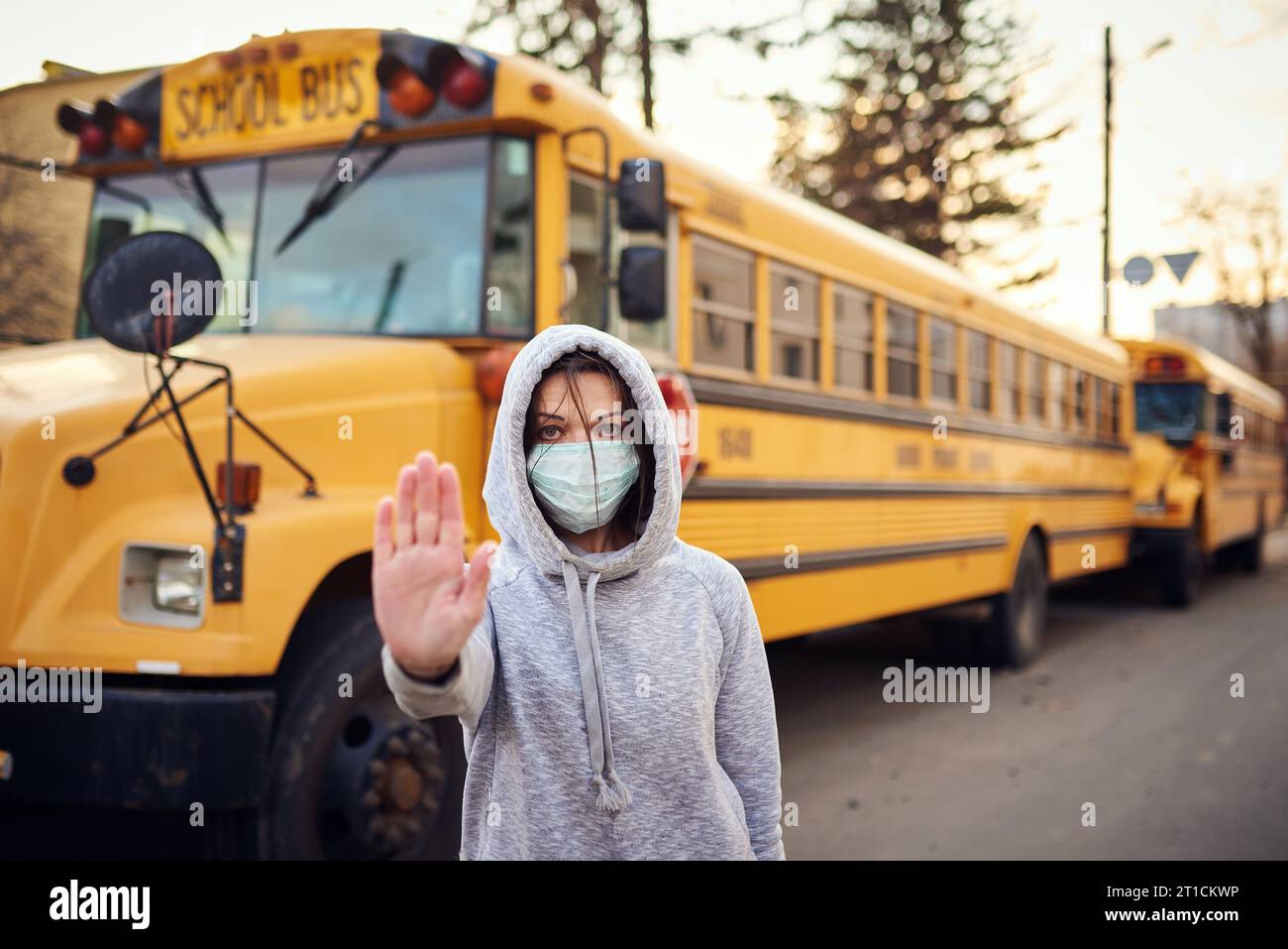 School bus with closed stop sign hi-res stock photography and images ...