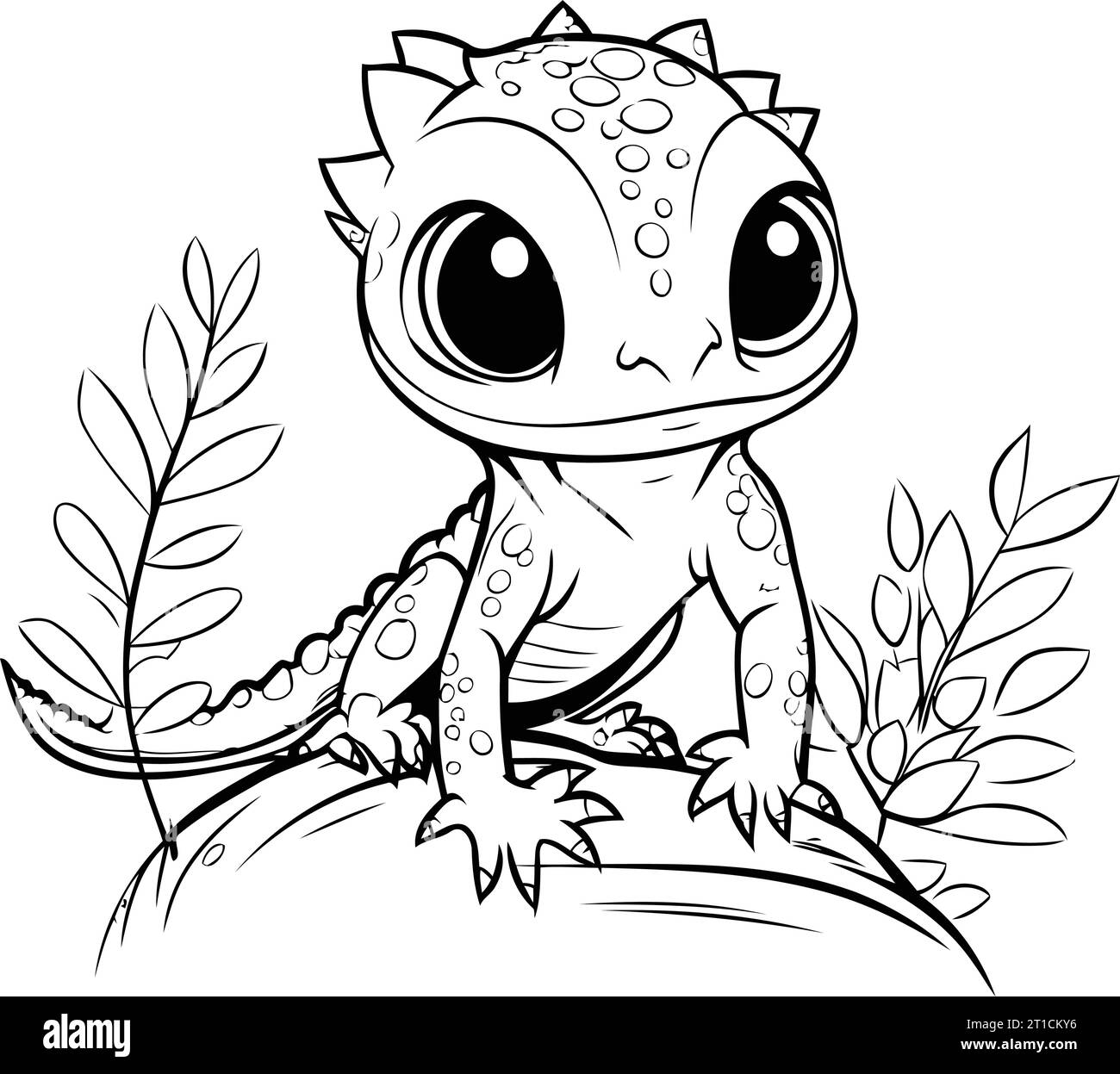 Vector illustration of a cute lizard on a white background. Cartoon ...