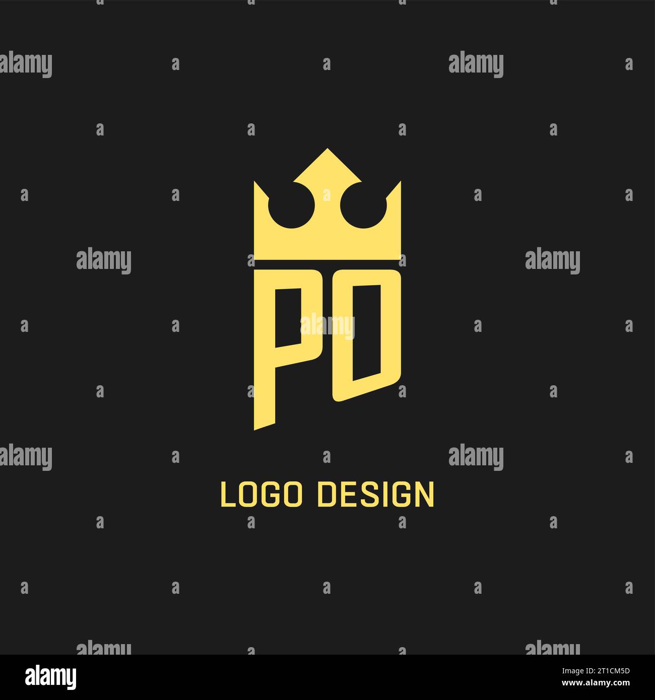 Monogram PO logo shield crown shape, elegant and luxury initial logo ...