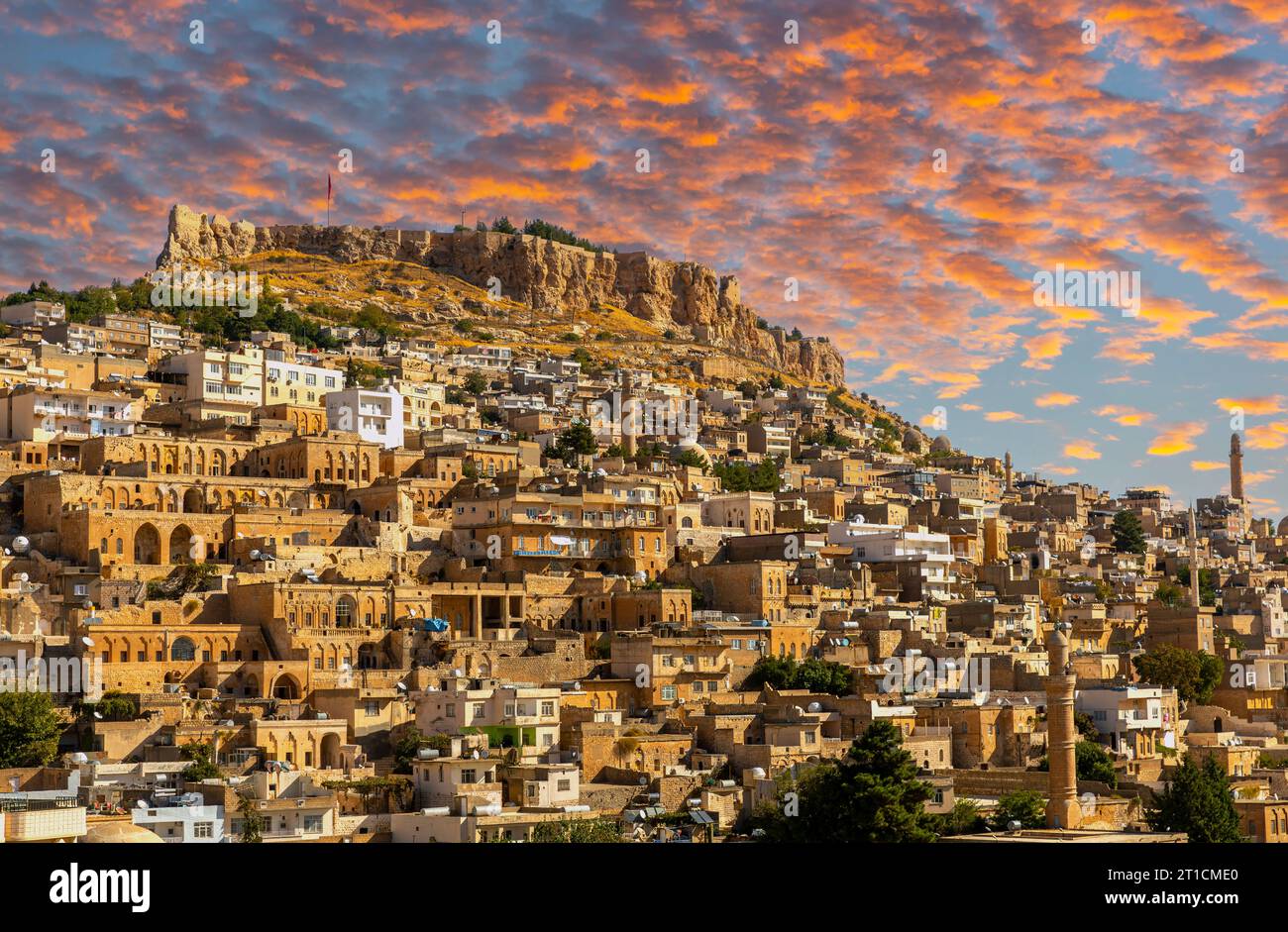 Ancient and stone houses of Old Mardin (Eski Mardin) with Mardin Castle ...